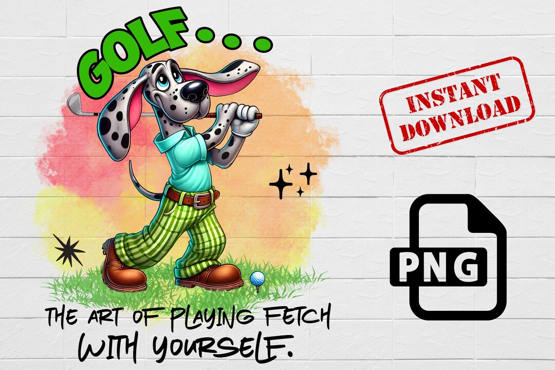 Funny Golf Dog PNG: Doodle Art Sublimation Design (digital Download) - Etsy