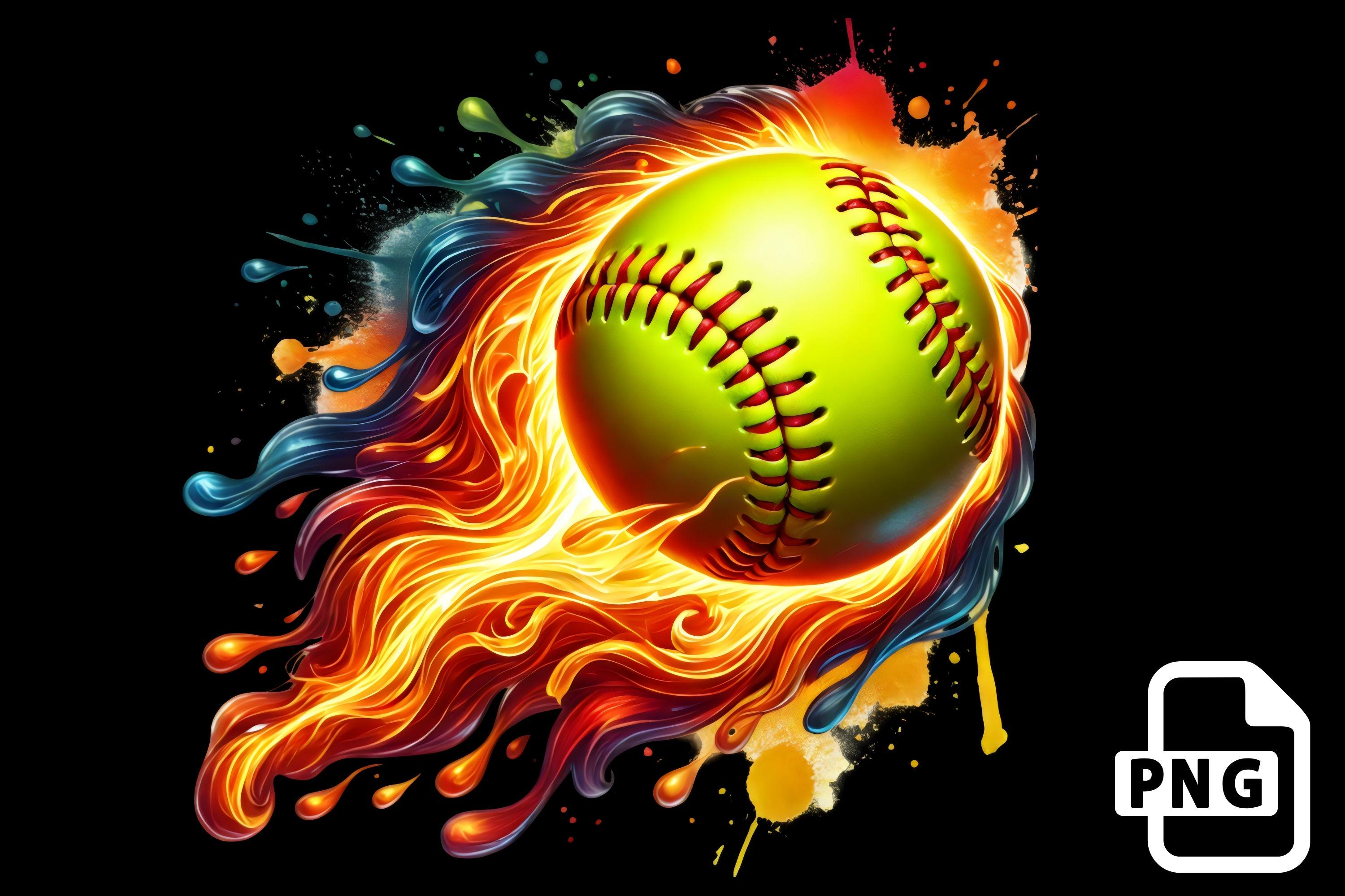 Flaming Softball PNG: Fiery Sports Clipart (digital Download) - Etsy