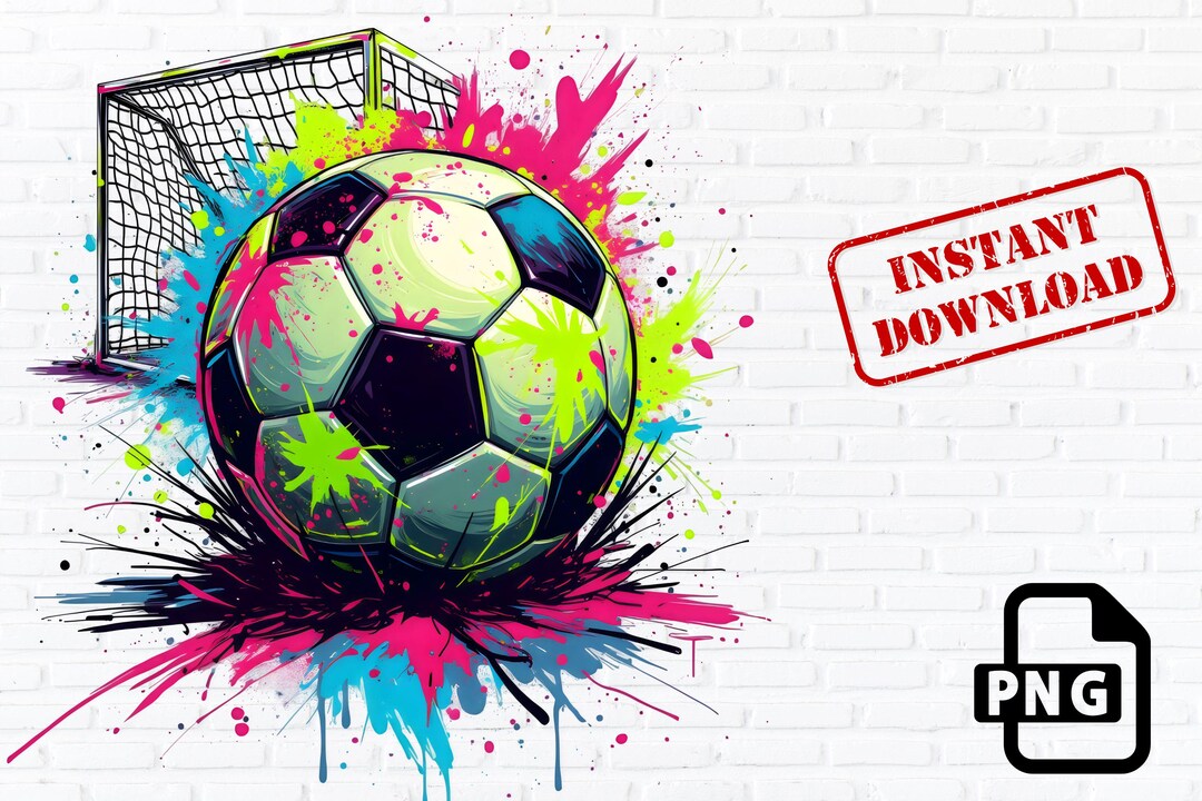 Neon Splatter Soccer Ball PNG: Colorful Graffiti Football (digital ...