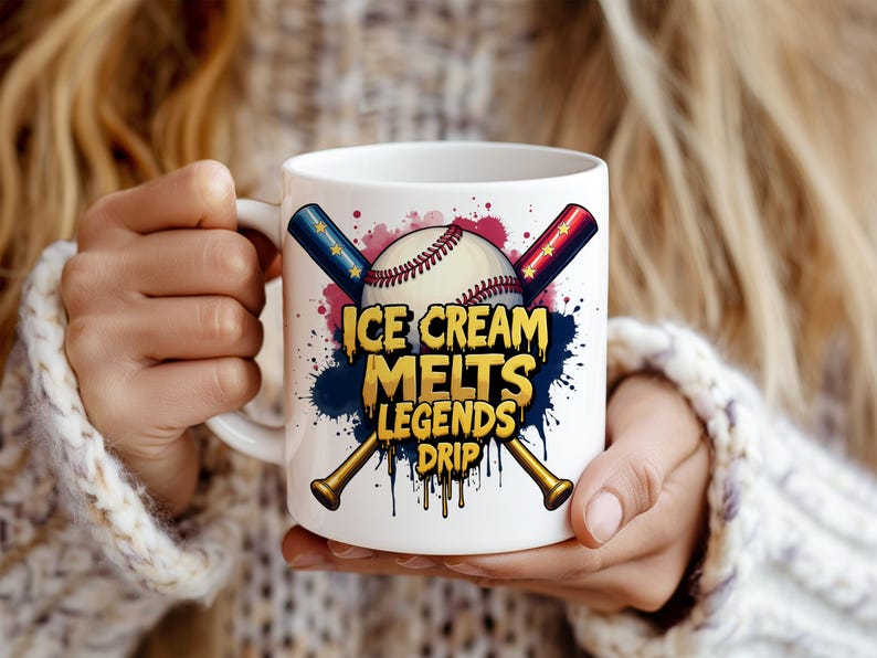 Baseball Legends Drip PNG: Ice Cream Melts Sublimation (digital ...