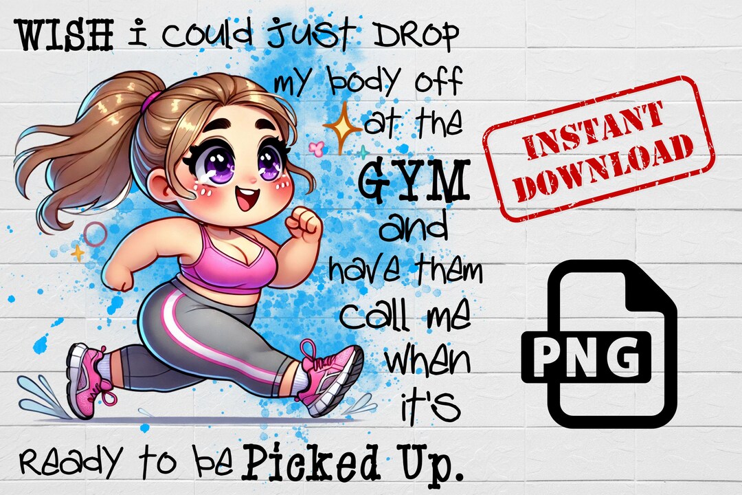 Funny Gym Workout PNG: Chibi Girl Running Clipart (digital Download) - Etsy