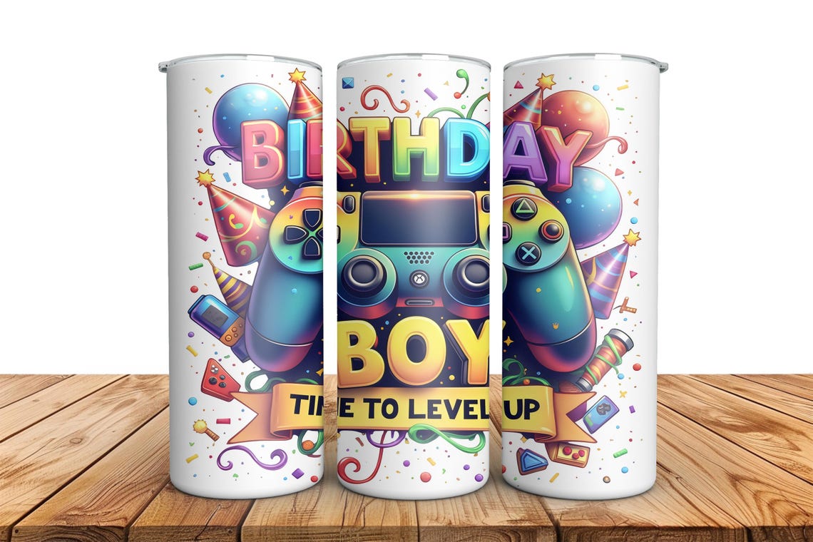 Gamer Birthday PNG: Level up Controller, Boy Video Game Design (digital ...