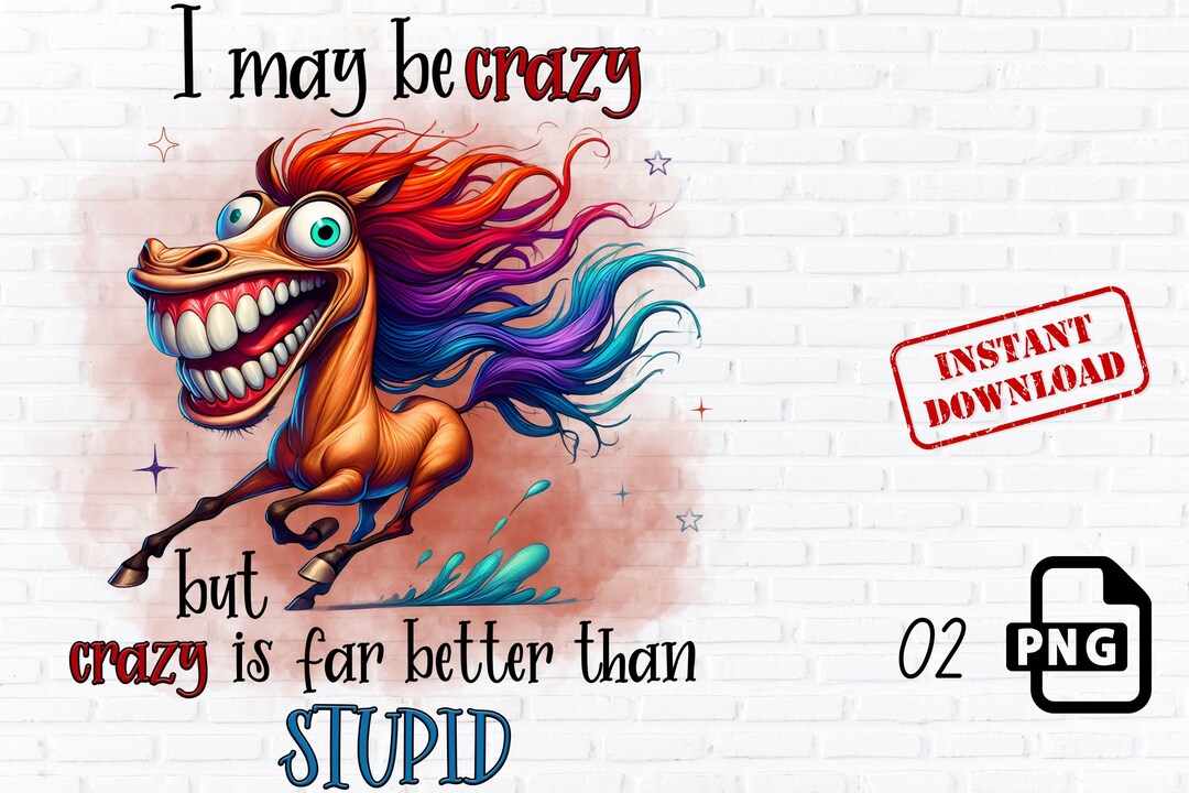 Funny Crazy Horse PNG: Sassy Farm Animal Clipart (digital Download) - Etsy