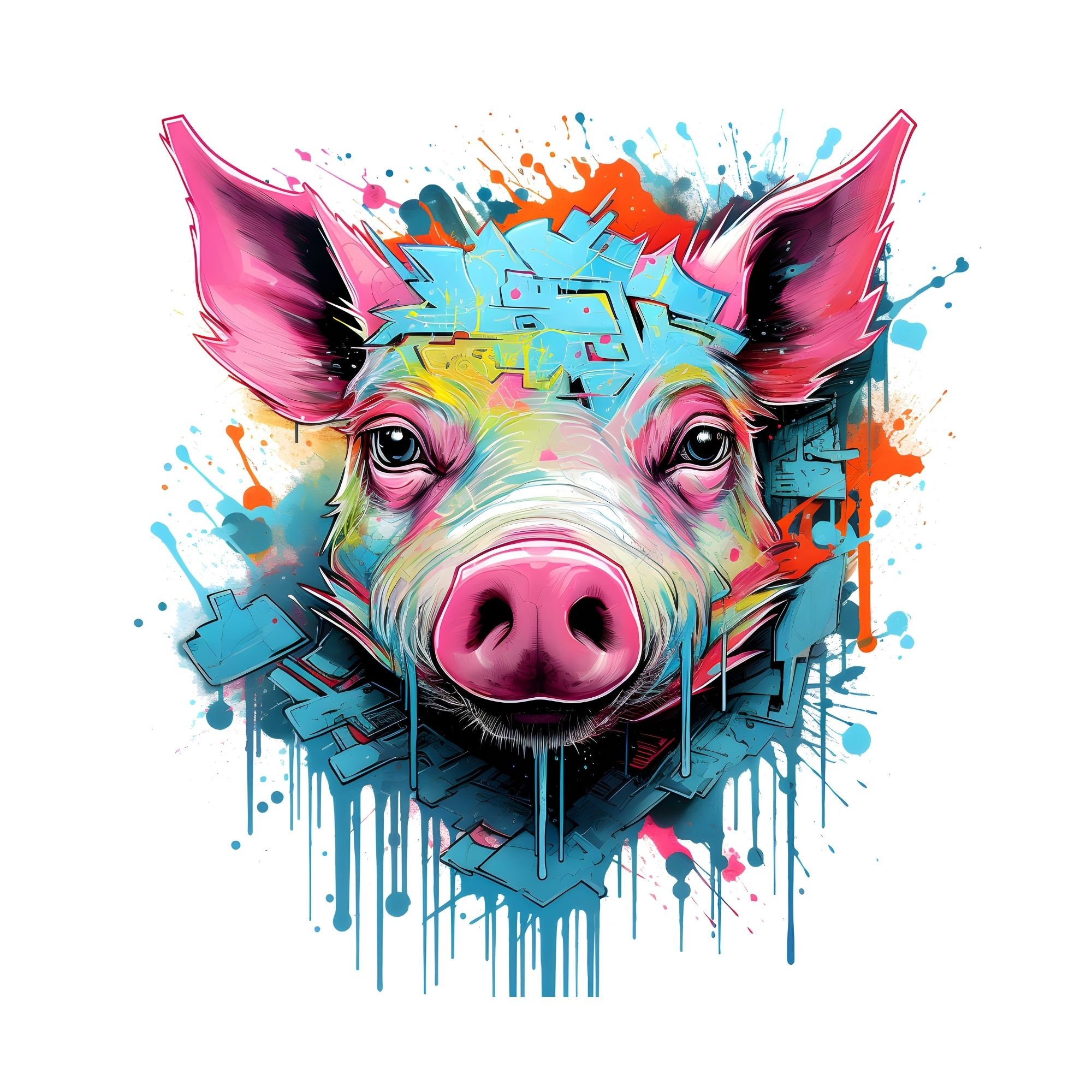 Colorful Pig Png,pig Clipart,vibrant Pig Illustration,multicolored Pig ...