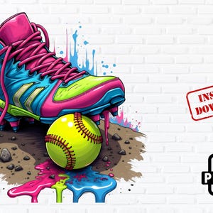 Softball PNG | Colorful Softball Cleats Sublimation | Ice Cream Drip ...
