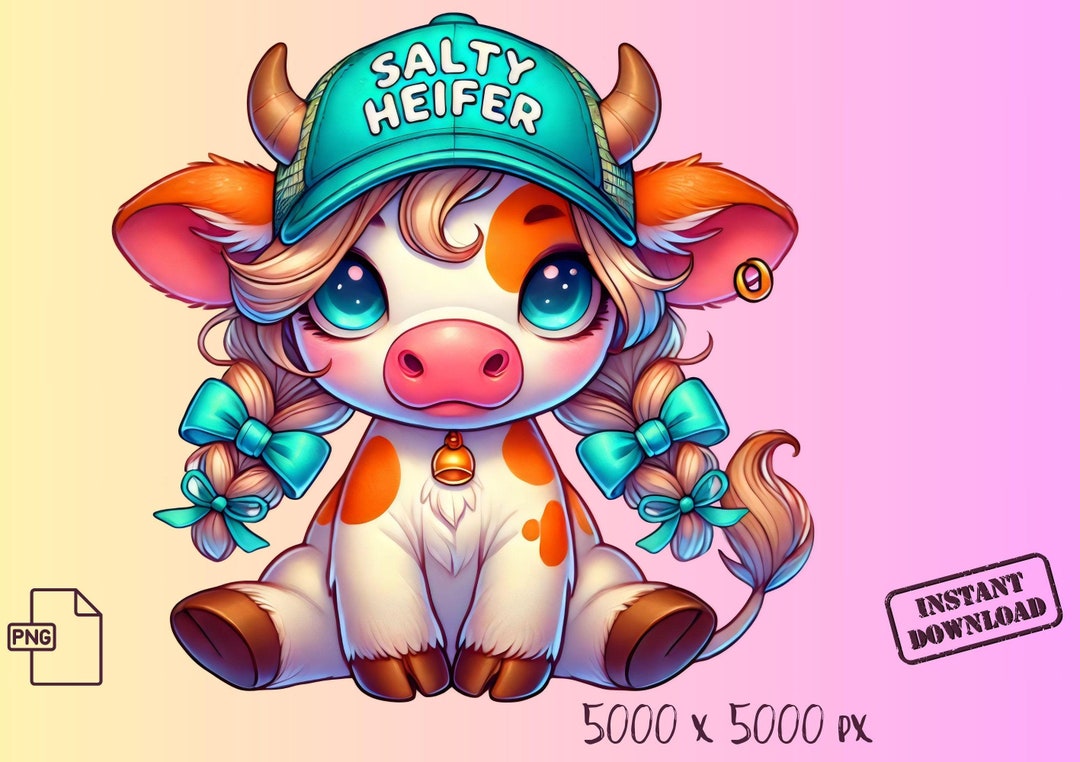 Salty Heifer Cow PNG: Farm Animal Sublimation Design (digital Download ...