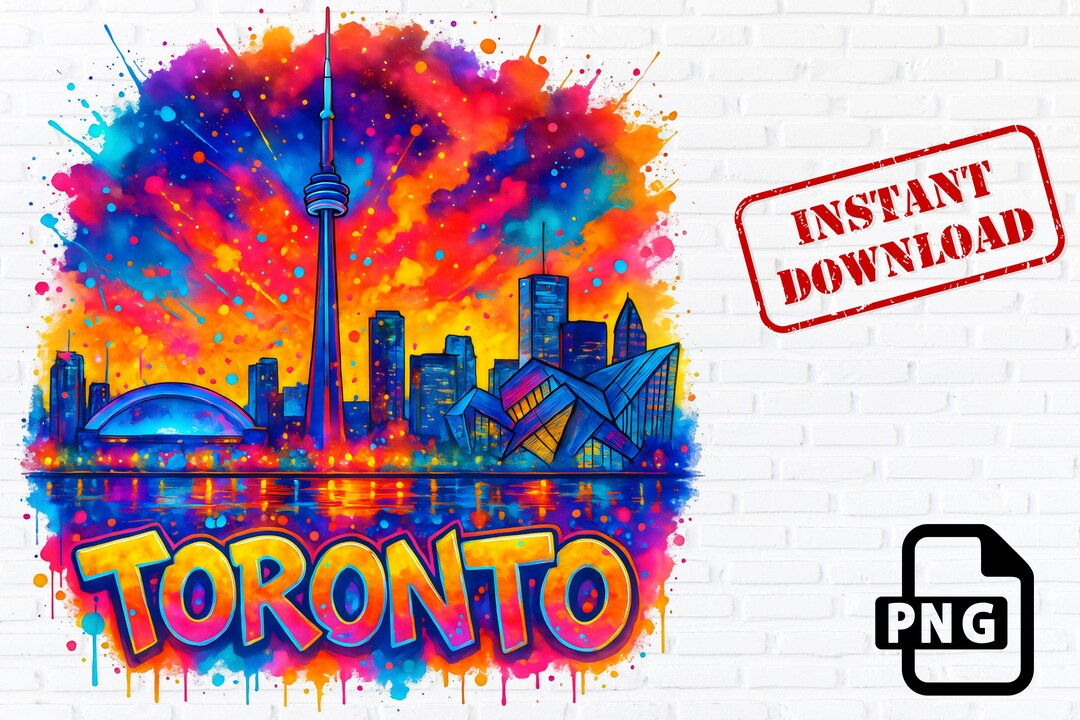 Toronto Skyline PNG – Colorful Canada City Clipart – CN Tower Printable ...