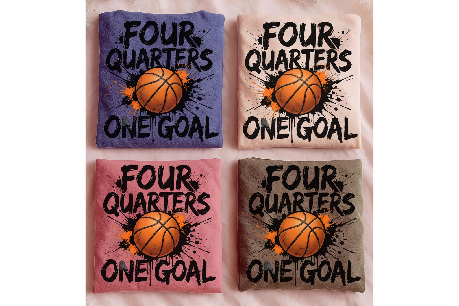 Four Quarters One Goal Basketball Png,distressed Sports Graphic for ...