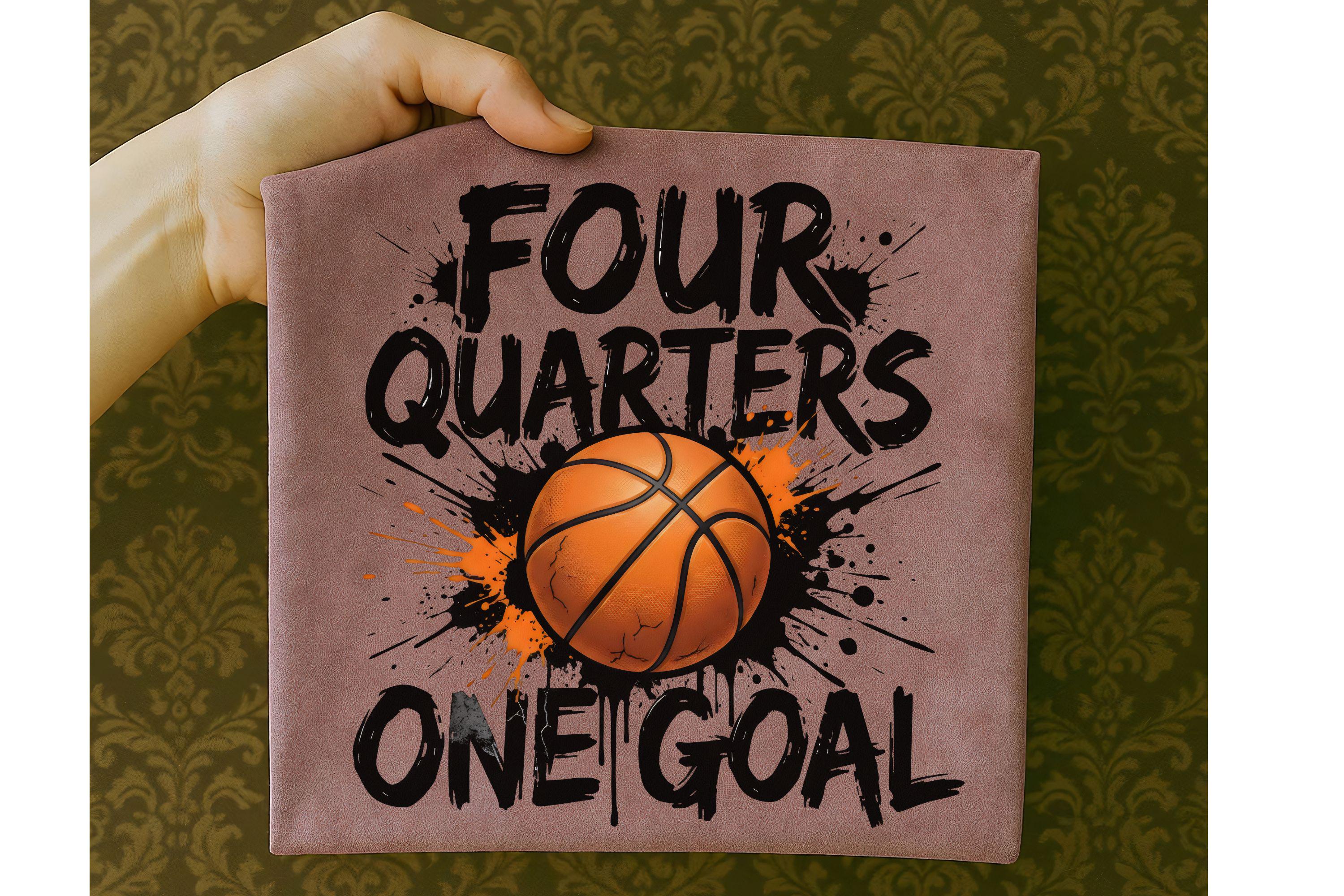 Four Quarters One Goal Basketball Png,distressed Sports Graphic for ...