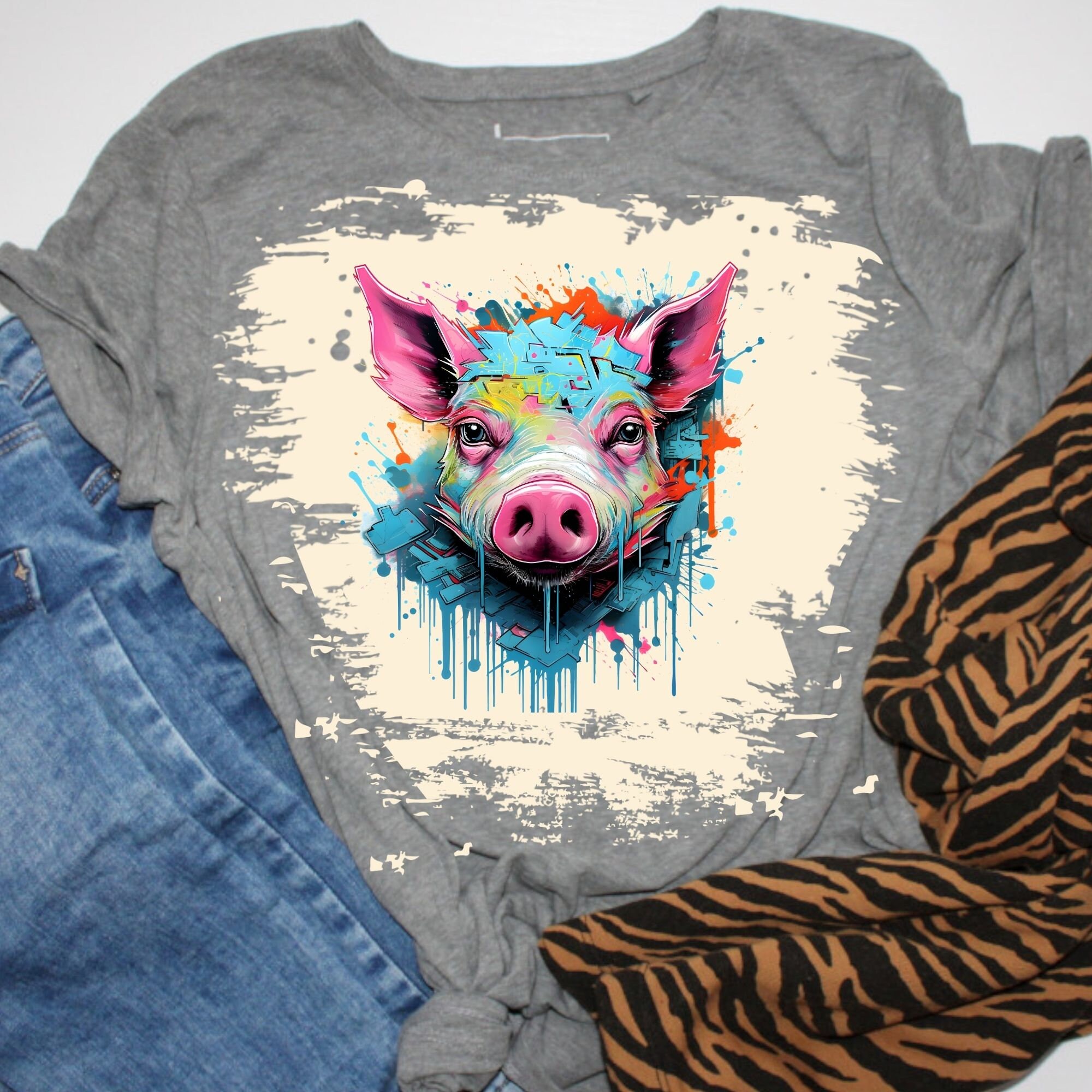 Colorful Pig Png,pig Clipart,vibrant Pig Illustration,multicolored Pig ...