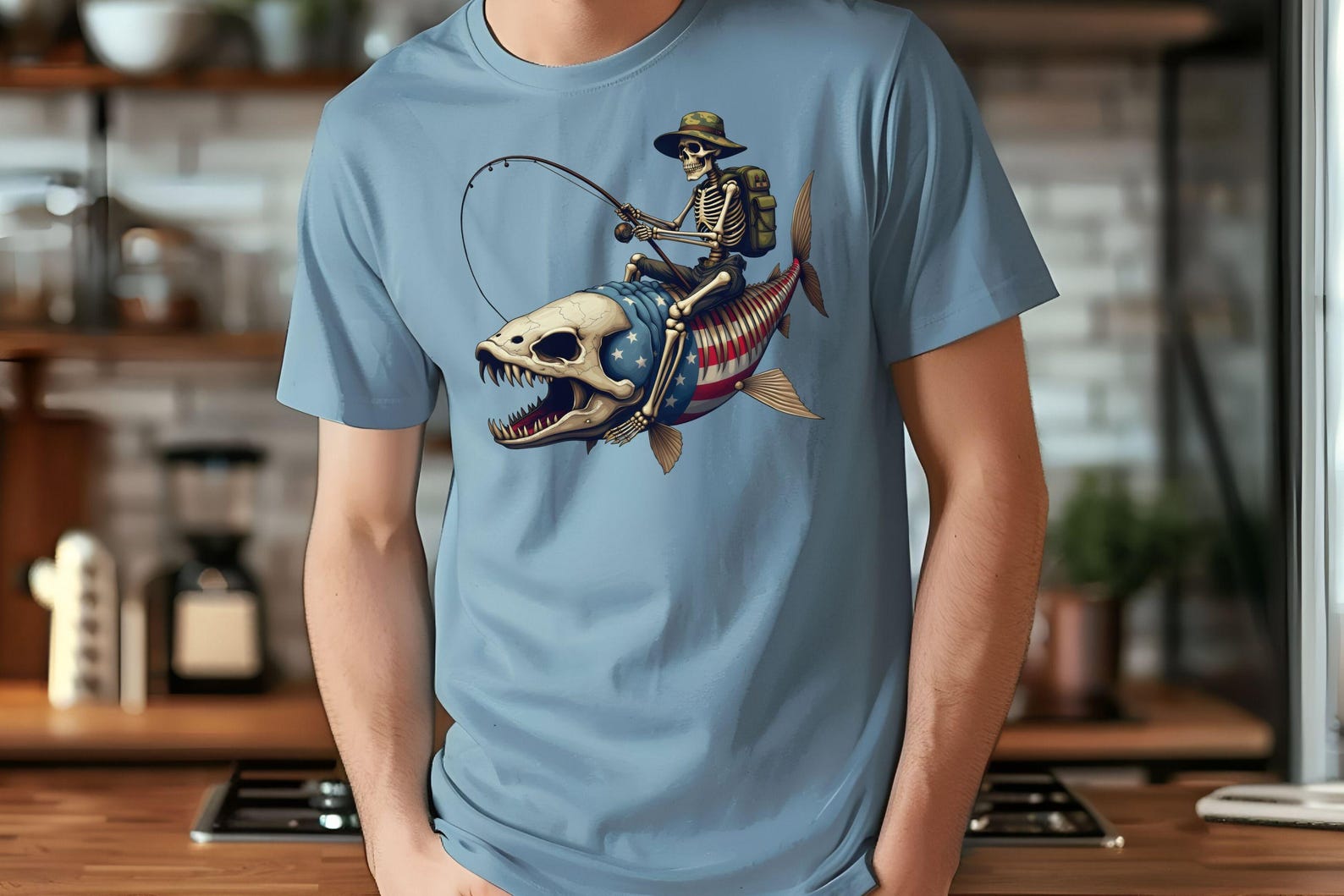 Funny Fishing Skeleton PNG: Patriotic Fish Art (digital Download) - Etsy