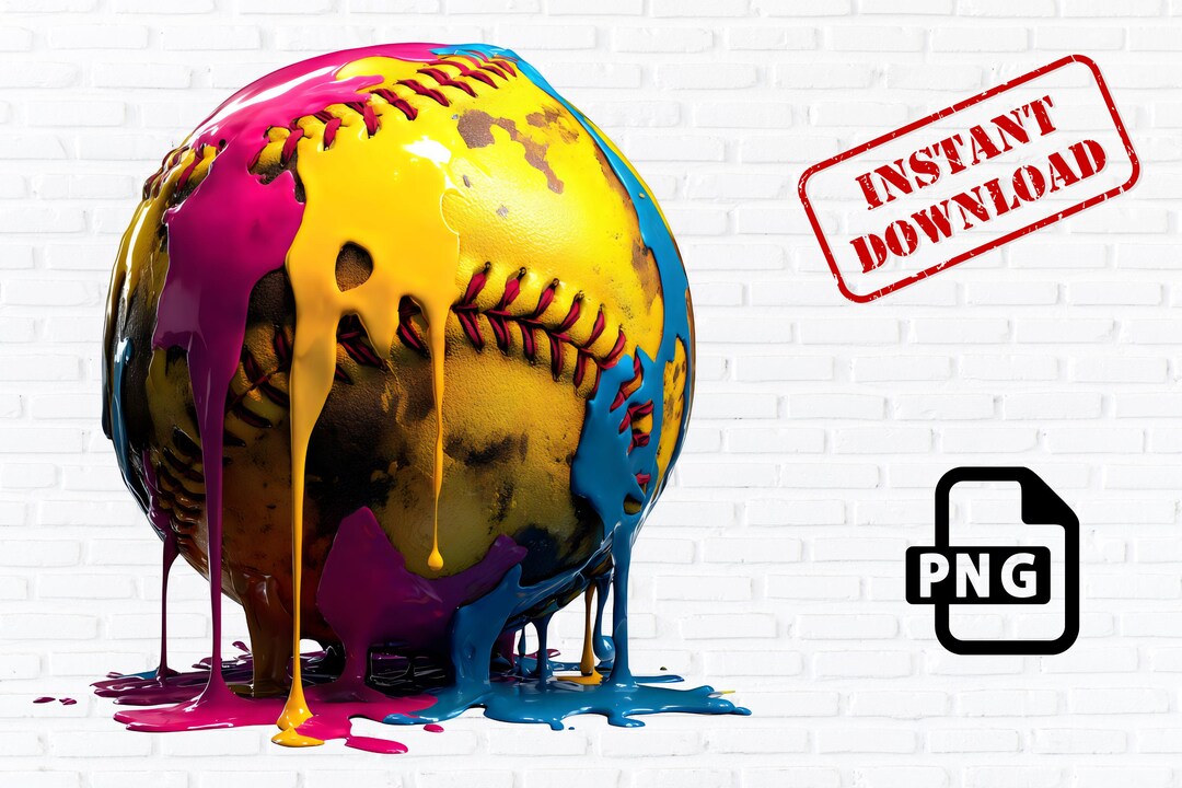 Dripping Paint Softball PNG: Watercolor Clipart, Sports Art (digital ...