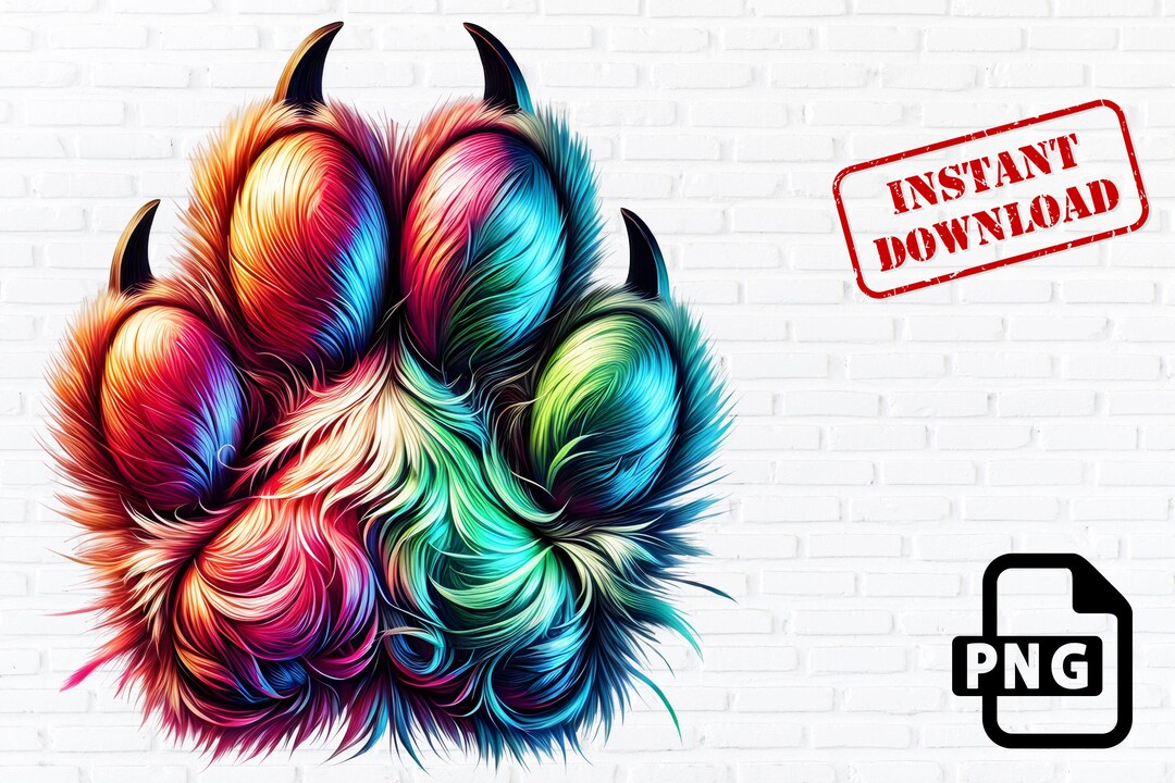 Rainbow Paw Print PNG: Vibrant Dog Lover Clipart (instant Download) - Etsy