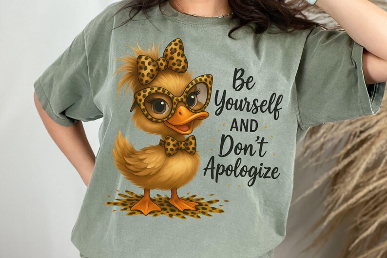 Funny Duck PNG Clipart: Leopard Glasses, Be Yourself Quote (digital ...