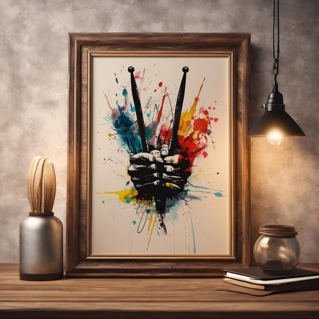 Drummer Wall Art: Bold Drumsticks Splatter Design (digital Download) - Etsy