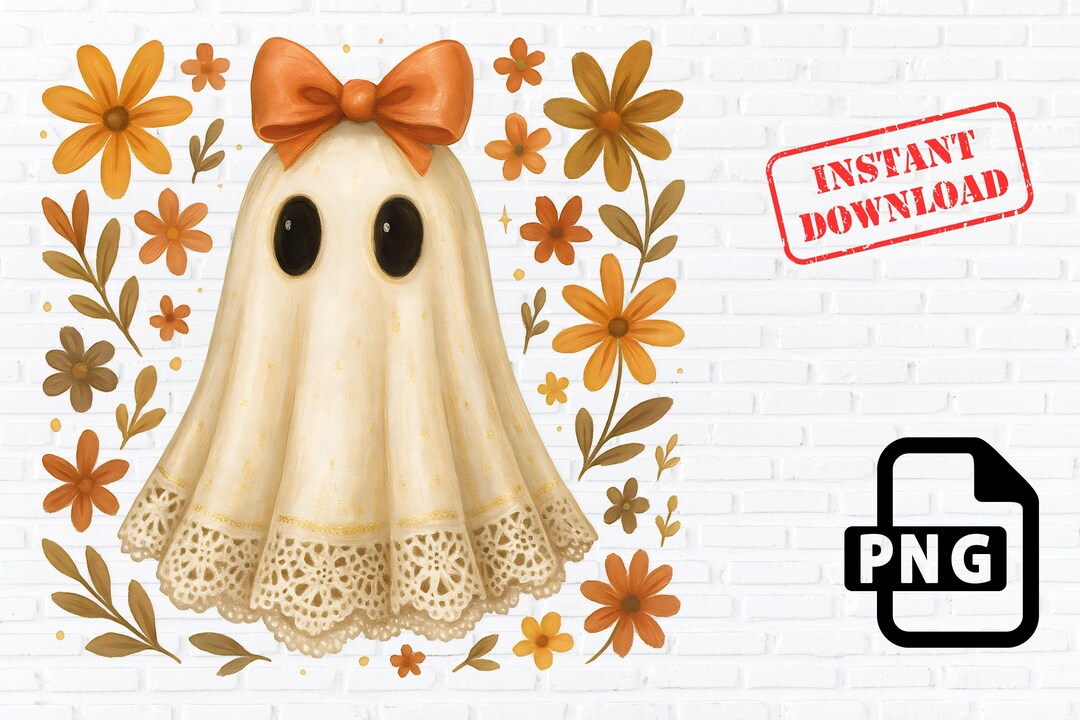 Lace Ghost PNG: Floral Halloween Clipartvintage Ghost Sublimation ...