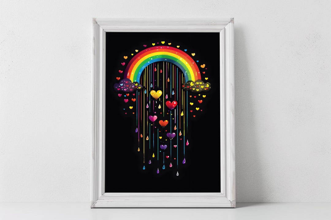 Rainbow Hearts Wall Art,colorful Love and Joy Canvas Print,kids Room ...