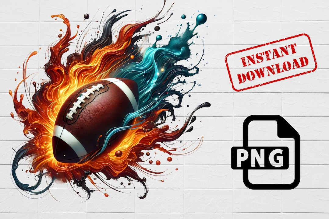 Flaming Football PNG: Fire and Water Sports Design (digital Download ...