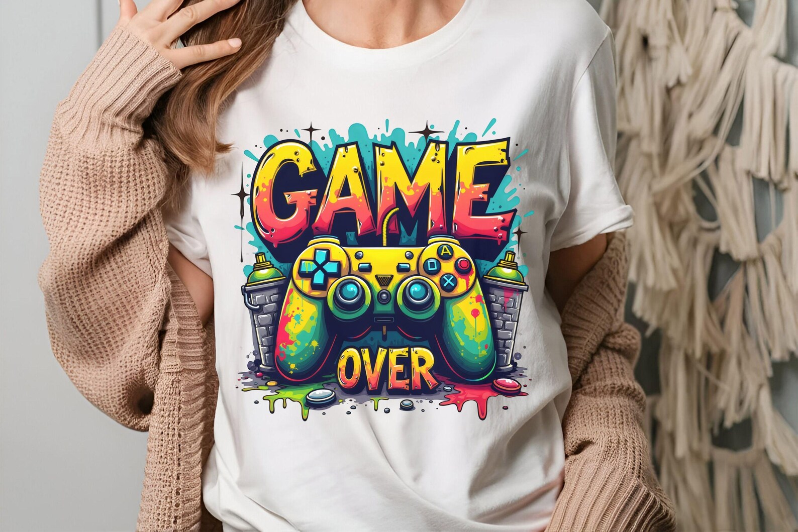 Game Over PNG Graffiti Gaming Controller Urban Sublimation Design Gamer ...