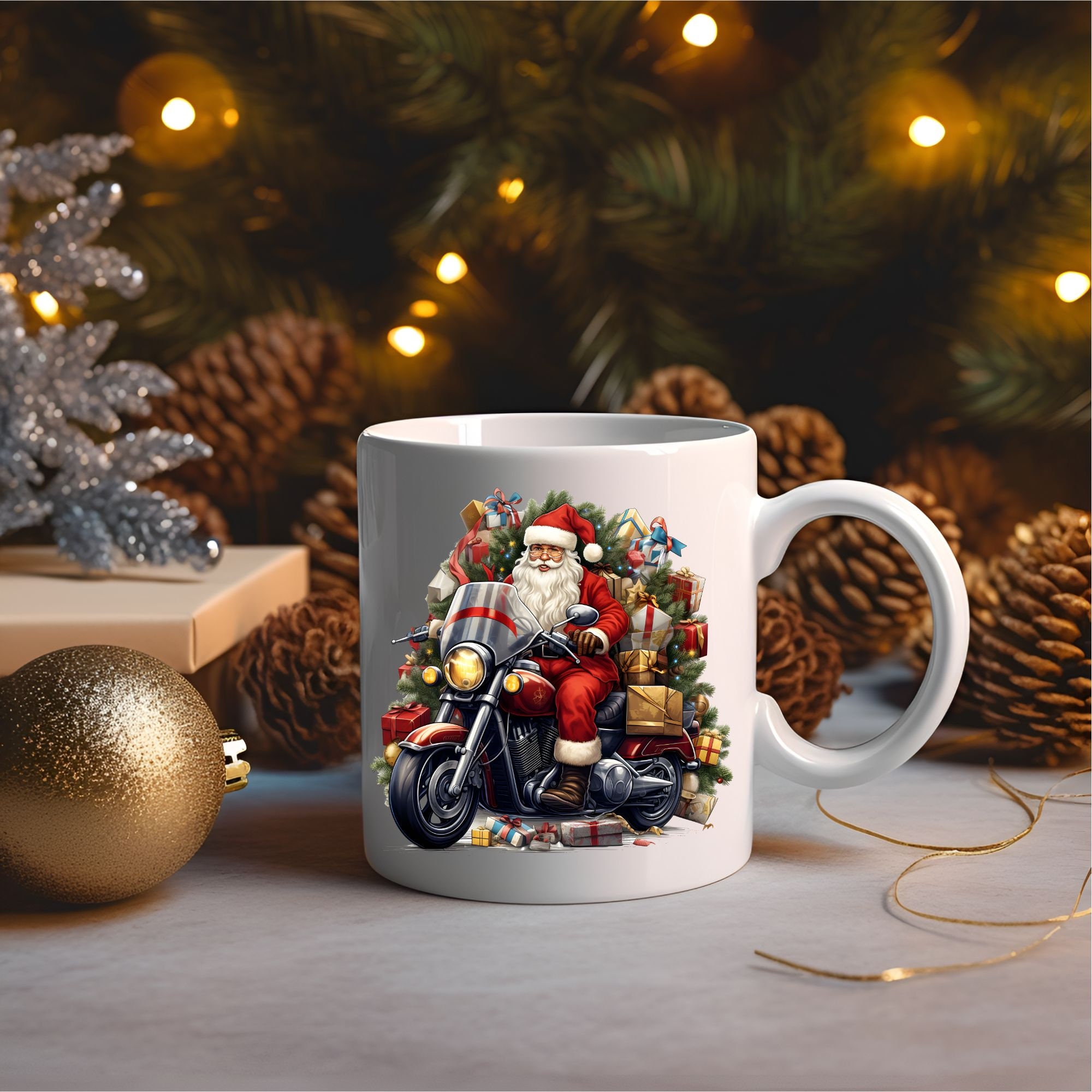 Santa Riding Motorcycle Png,biker Santa Png,santa on Harley Graphics ...