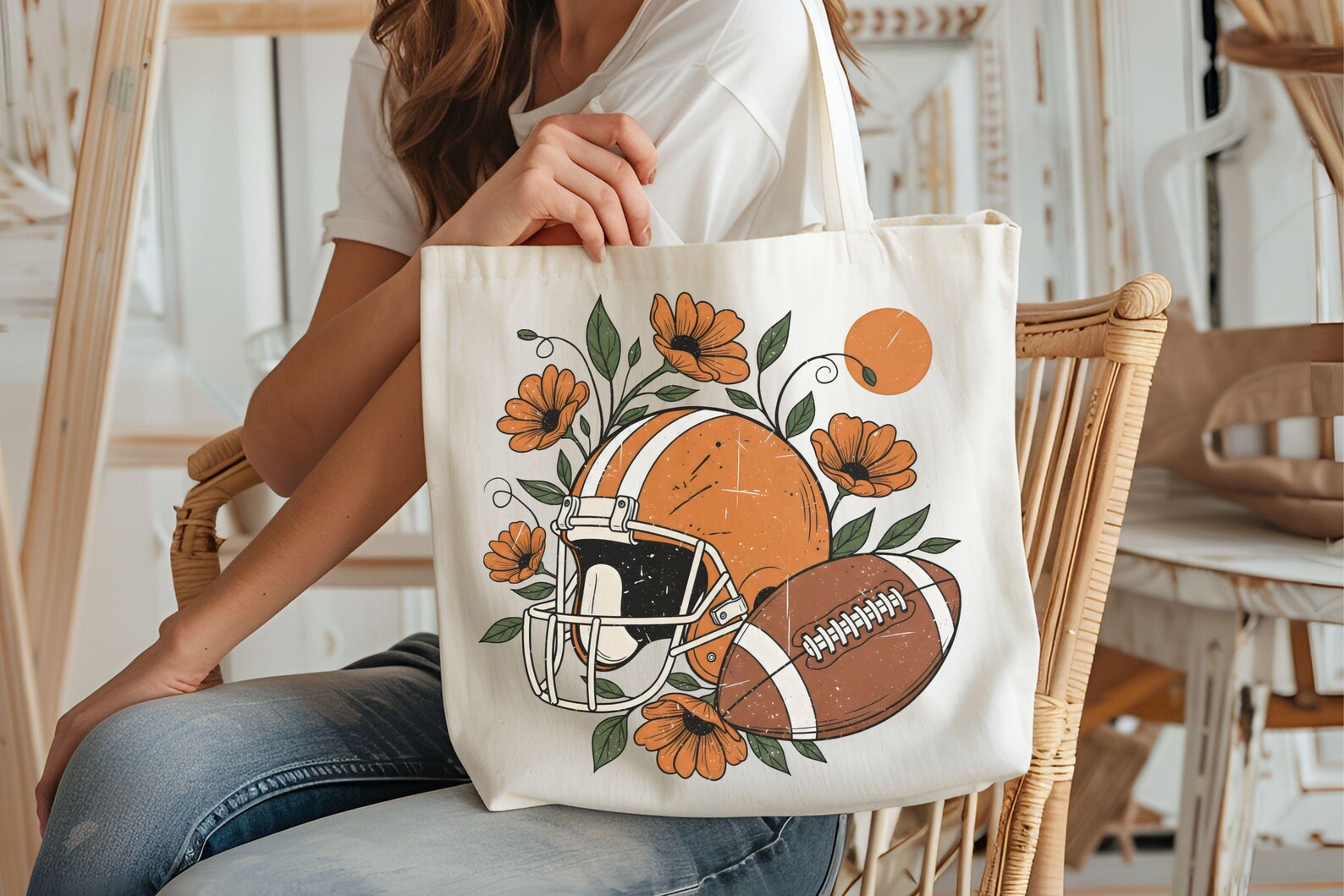 Preppy Fall Football PNG | Floral Helmet & Ball | Instant Download ...