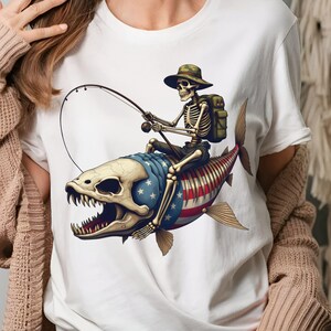 Funny Fishing Skeleton PNG: Patriotic Fish Art (digital Download) - Etsy