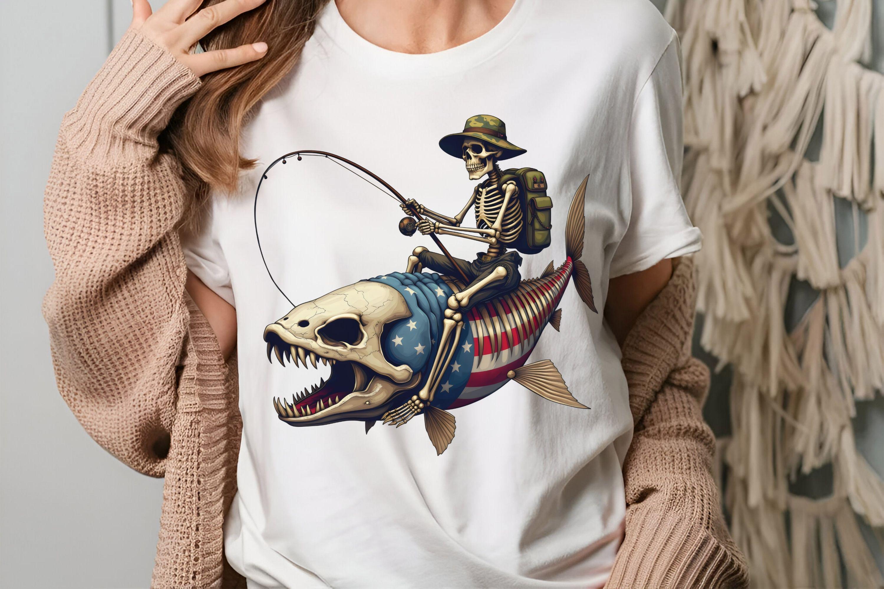 Funny Fishing Skeleton PNG: Patriotic Fish Art (digital Download) - Etsy