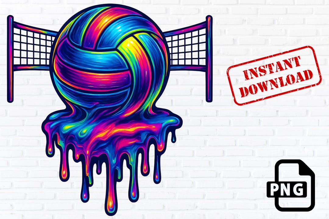 Melting Neon Volleyball PNG: Colorful Drip Art (digital Download) - Etsy