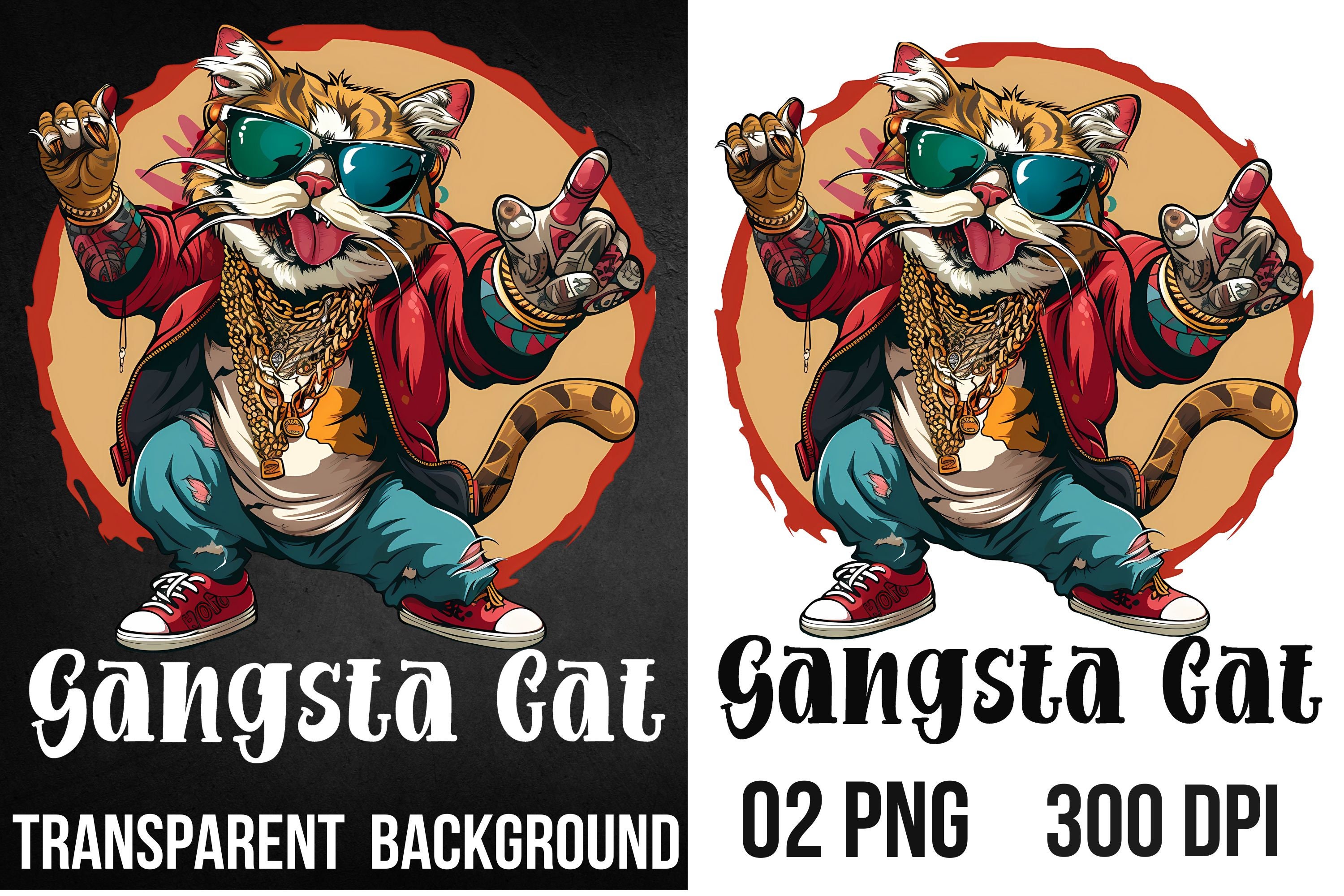 Gangsta Cat PNG, Street Style Feline Design, Cat Lover PNG, Cat Design ...