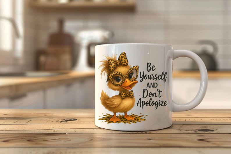 Funny Duck PNG Clipart: Leopard Glasses, Be Yourself Quote (digital ...