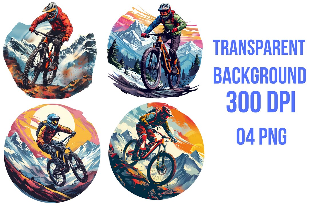 Mountain Biking Adventure PNG - Vibrant Landscape Illustration PNG ...