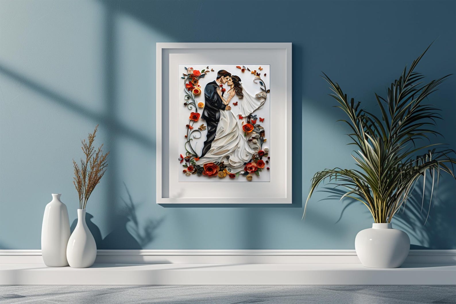 Handmade Wedding Couple Paper Quilling Art: 3D Romantic Gift (digital ...