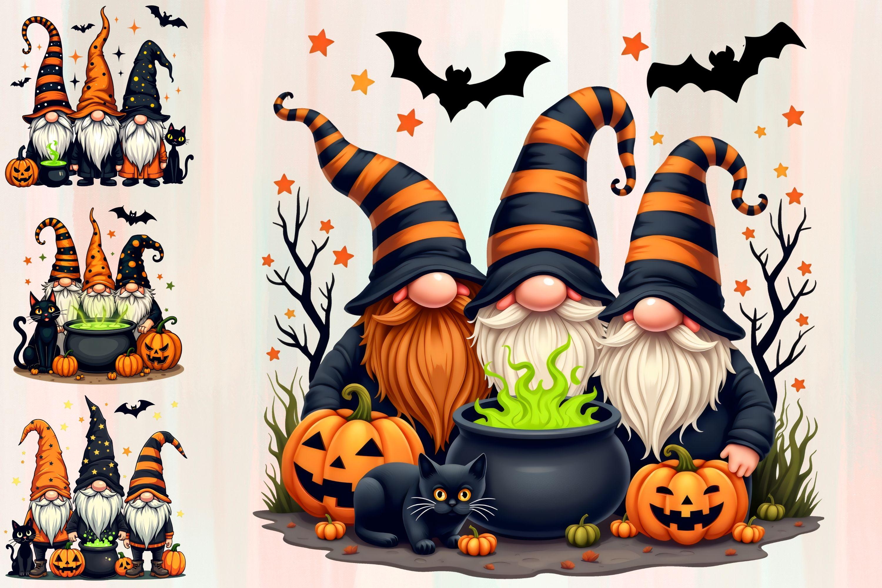 Halloween Gnome Png Clipart,witch Hat,halloween Gnome Trio With ...