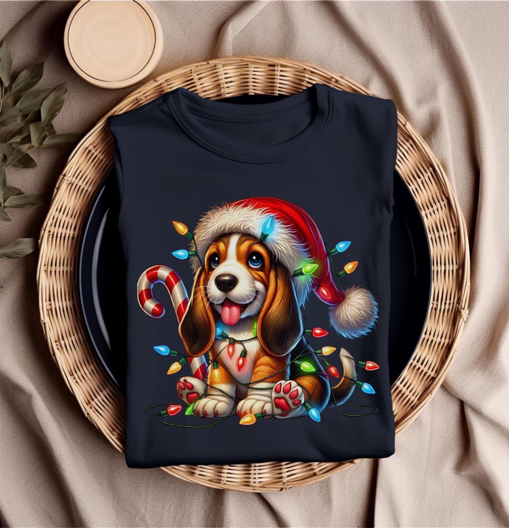 Basset Hound Christmas Lights PNG | Santa Dog (digital Download) - Etsy