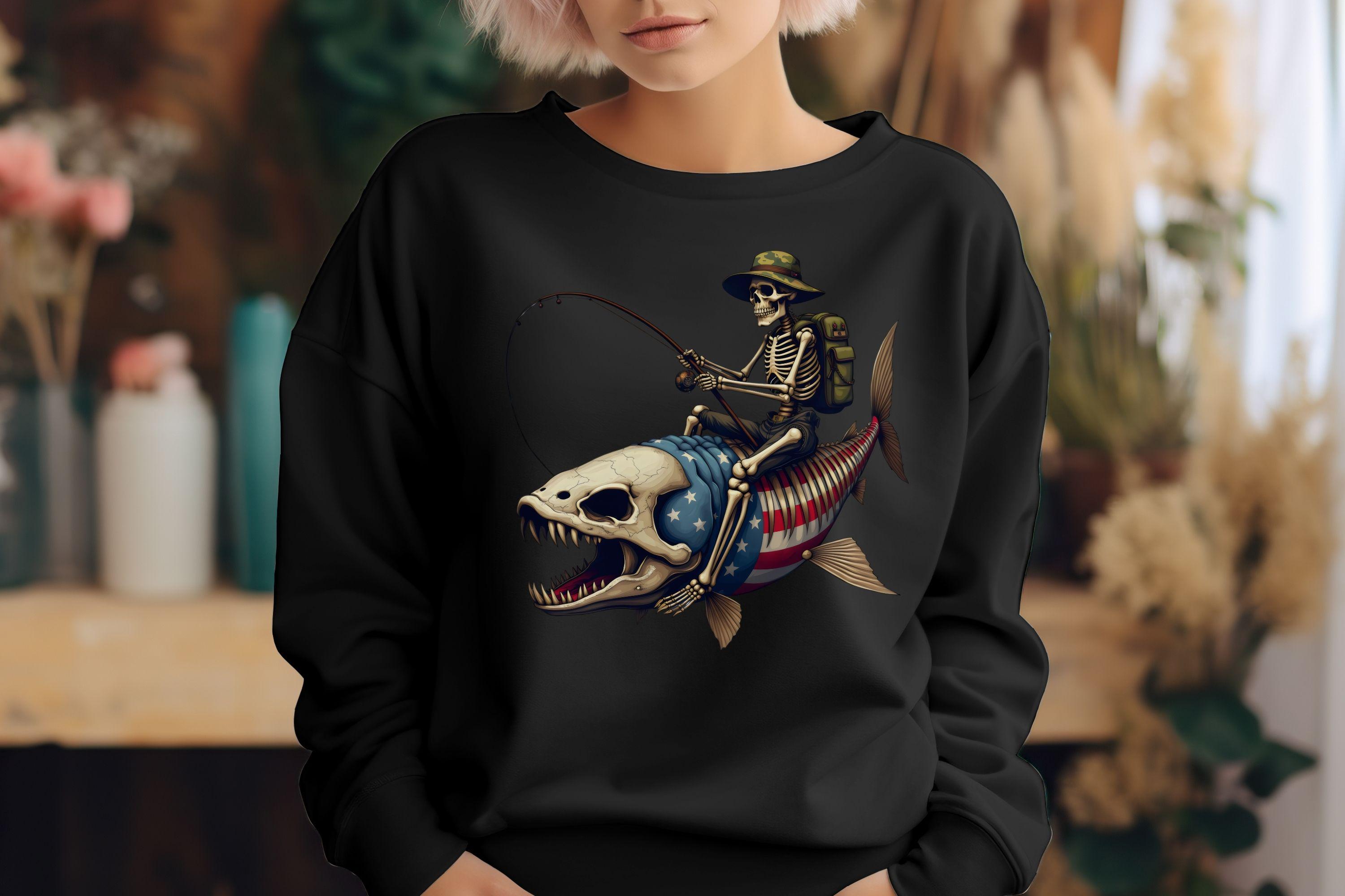 Funny Fishing Skeleton PNG: Patriotic Fish Art (digital Download) - Etsy