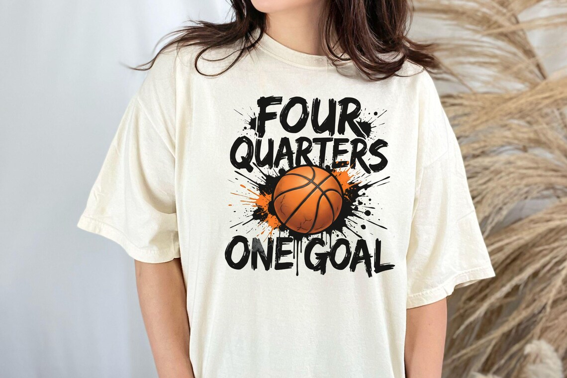 Four Quarters One Goal Basketball Png,distressed Sports Graphic for ...