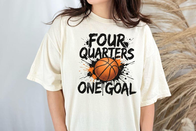 Four Quarters One Goal Basketball Png,distressed Sports Graphic for ...