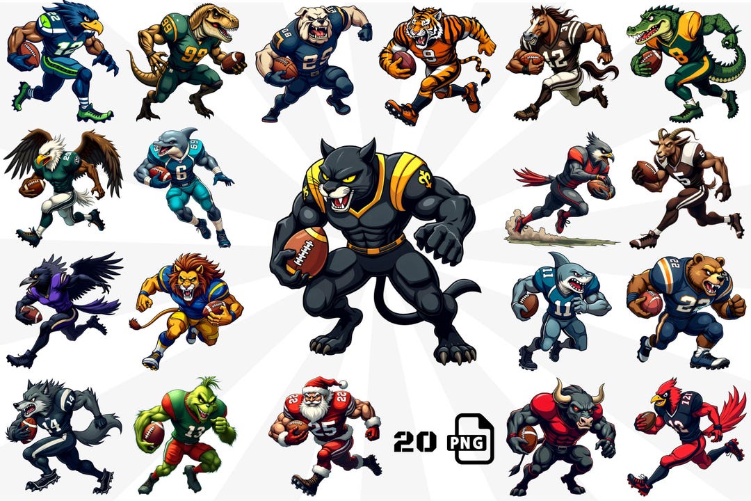 Animal Mascot Football PNG Clipart: Team Designs (digital Download - Etsy