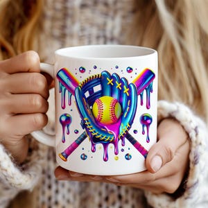 Drippy Softball PNG: Neon Rainbow Melting Sports Clipart (digital ...