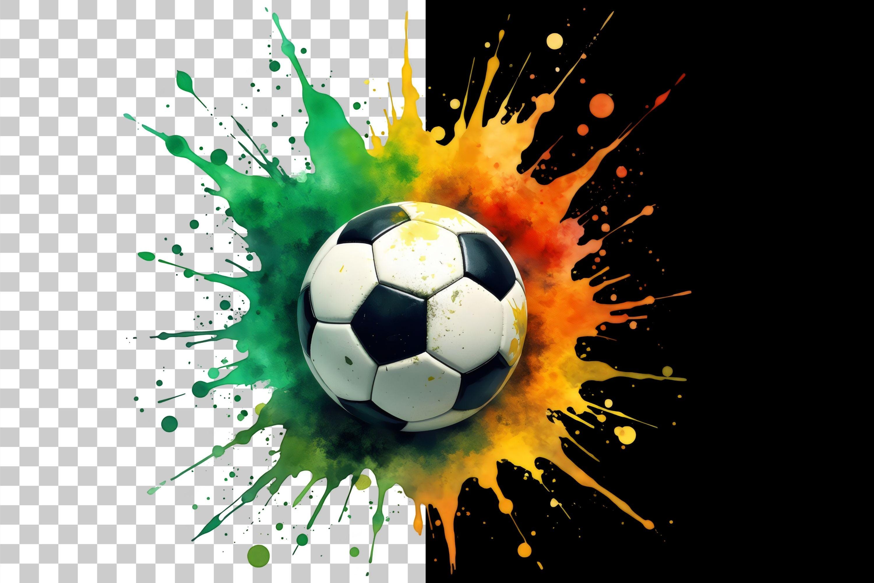 Watercolor Soccer Ball Clipart: Sports Splatter Art PNG Bundle (digital ...