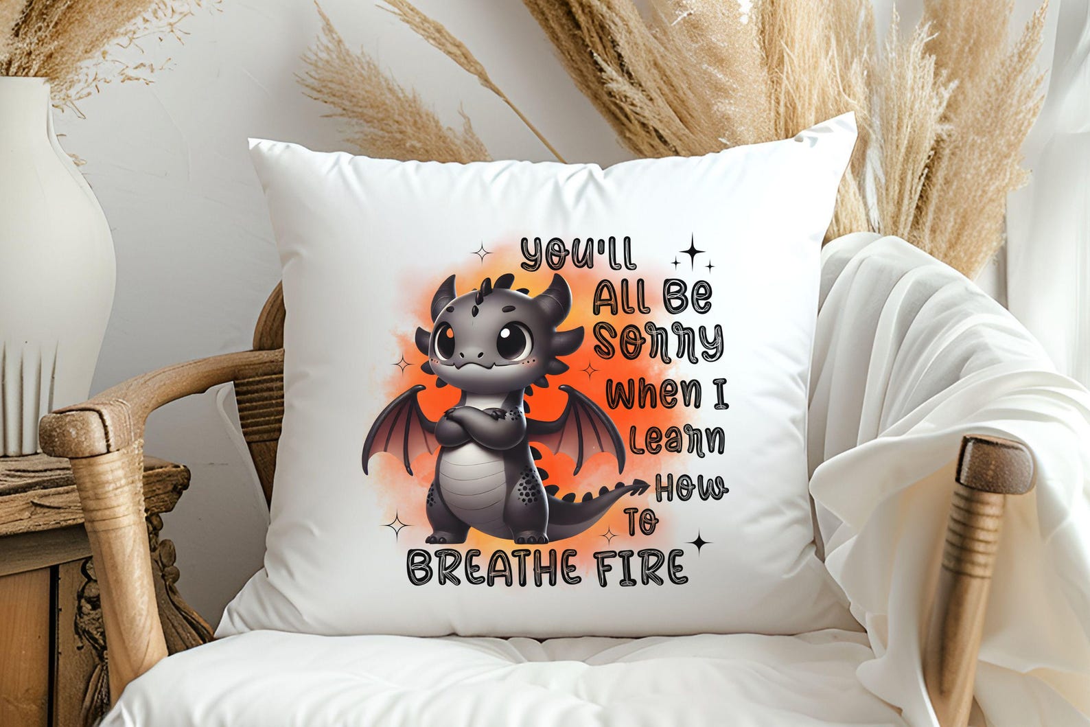 Funny Dragon Breathe Fire PNG – Sassy Clipart Design (instant Download ...