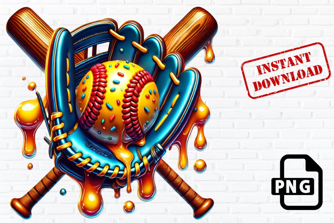 Drippy Softball Png,ice Cream Melt,sprinkles Softball,dripping Bat and ...