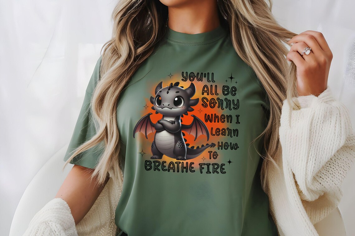 Funny Dragon Breathe Fire PNG – Sassy Clipart Design (instant Download ...
