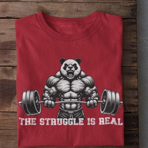 Bodybuilding Panda Png,the Struggle is Real Gym Motivation Design ...