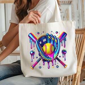 Drippy Softball PNG: Neon Rainbow Melting Sports Clipart (digital ...