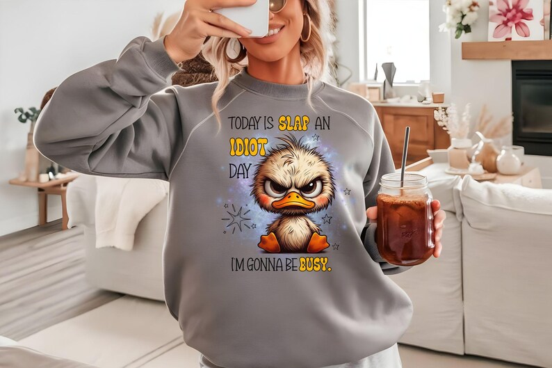 Angry Duck Slap an Idiot Day PNG: Funny Sublimation Design (digital ...