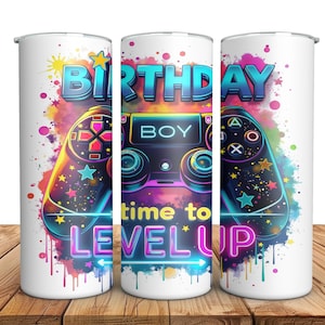 Birthday Gamer PNG: Level up Neon Controller Clipart (digital Download ...