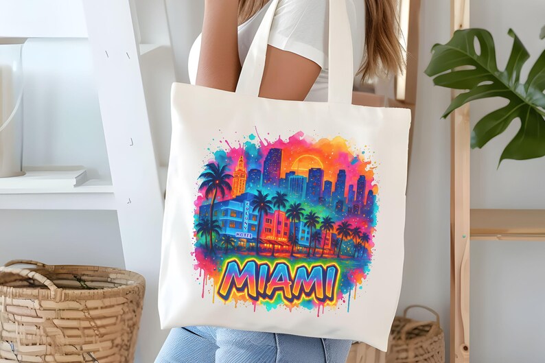 Miami Graffiti PNG: Neon Art Deco Skyline (digital Download) - Etsy