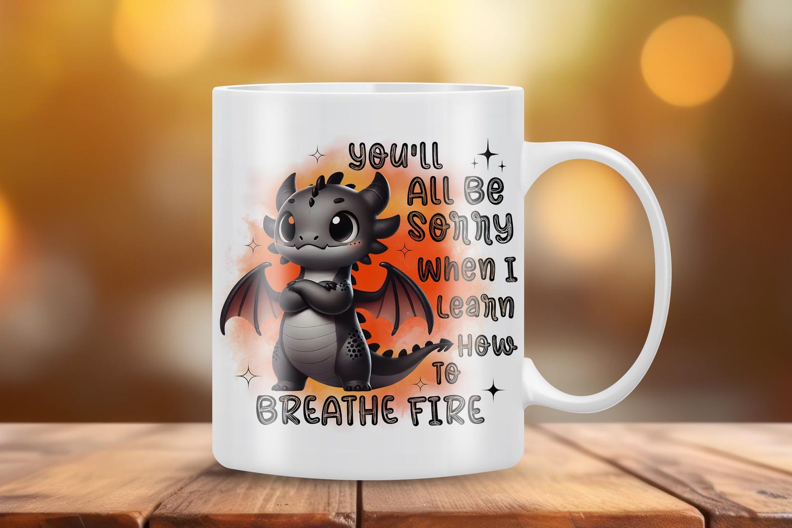 Funny Dragon Breathe Fire PNG – Sassy Clipart Design (instant Download ...