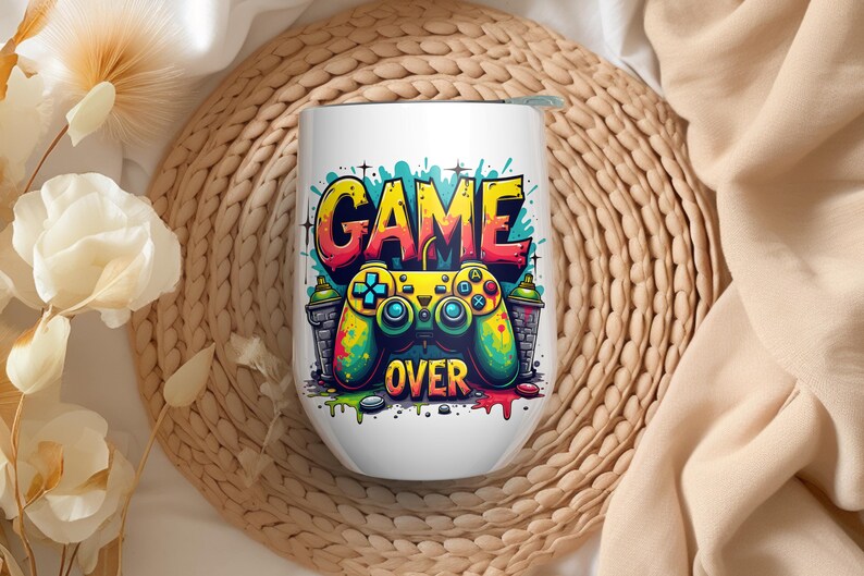 Game Over PNG Graffiti Gaming Controller Urban Sublimation Design Gamer ...